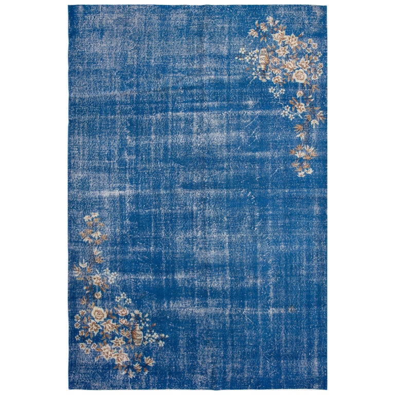 Mid-20th Century Vintage Overdyed Wool Rug For Sale at 1stDibs
