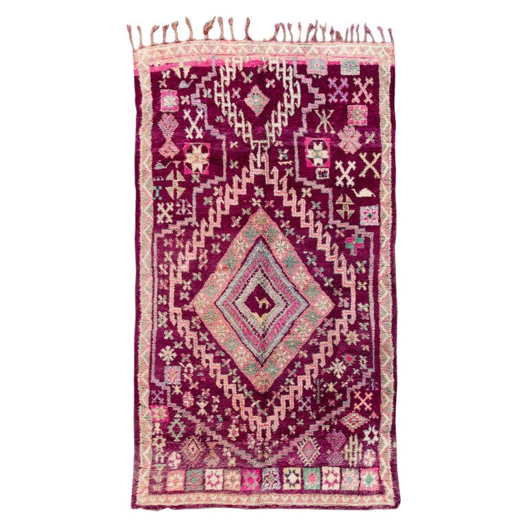 Mid-20th Century Vintage Purple Tribal Morrocan Wool Rug For Sale at ...