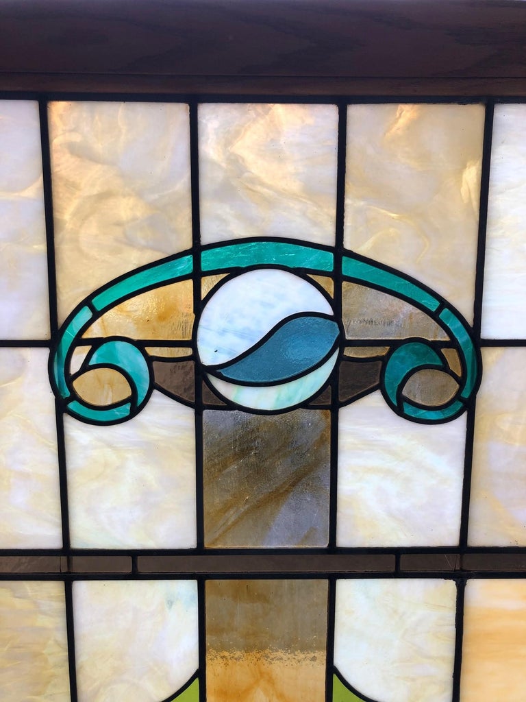 Mid 20th Century Vintage Stained Glass Window in a Oak Frame For Sale ...