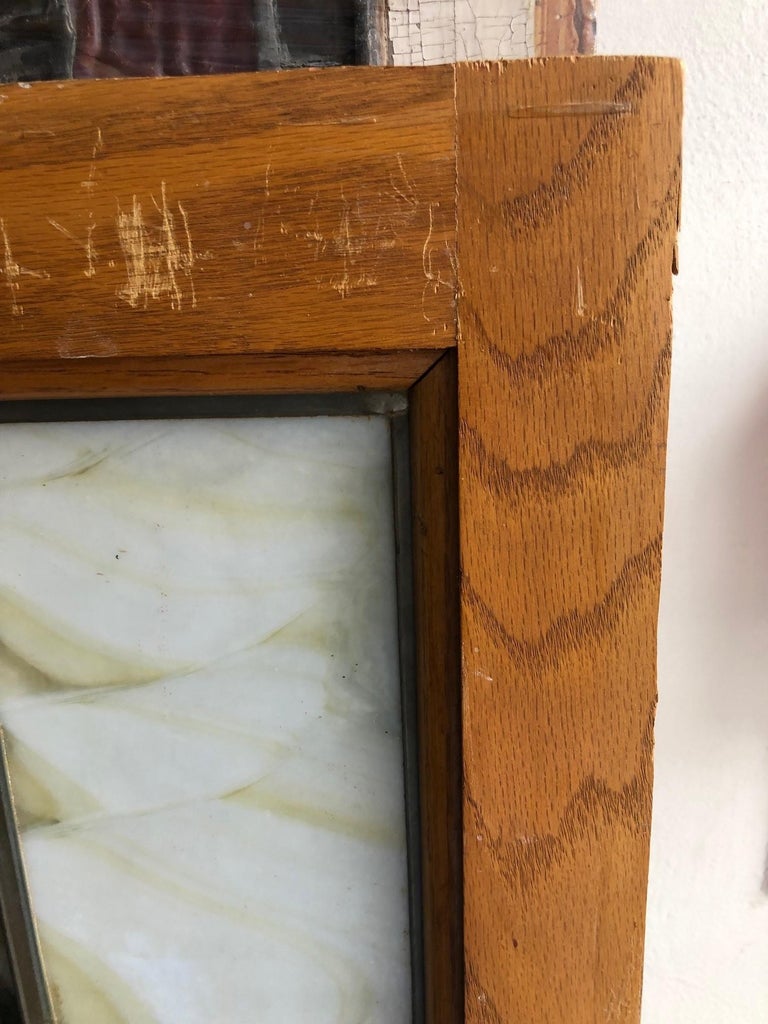 Mid 20th Century Vintage Stained Glass Window in a Oak Frame For Sale ...