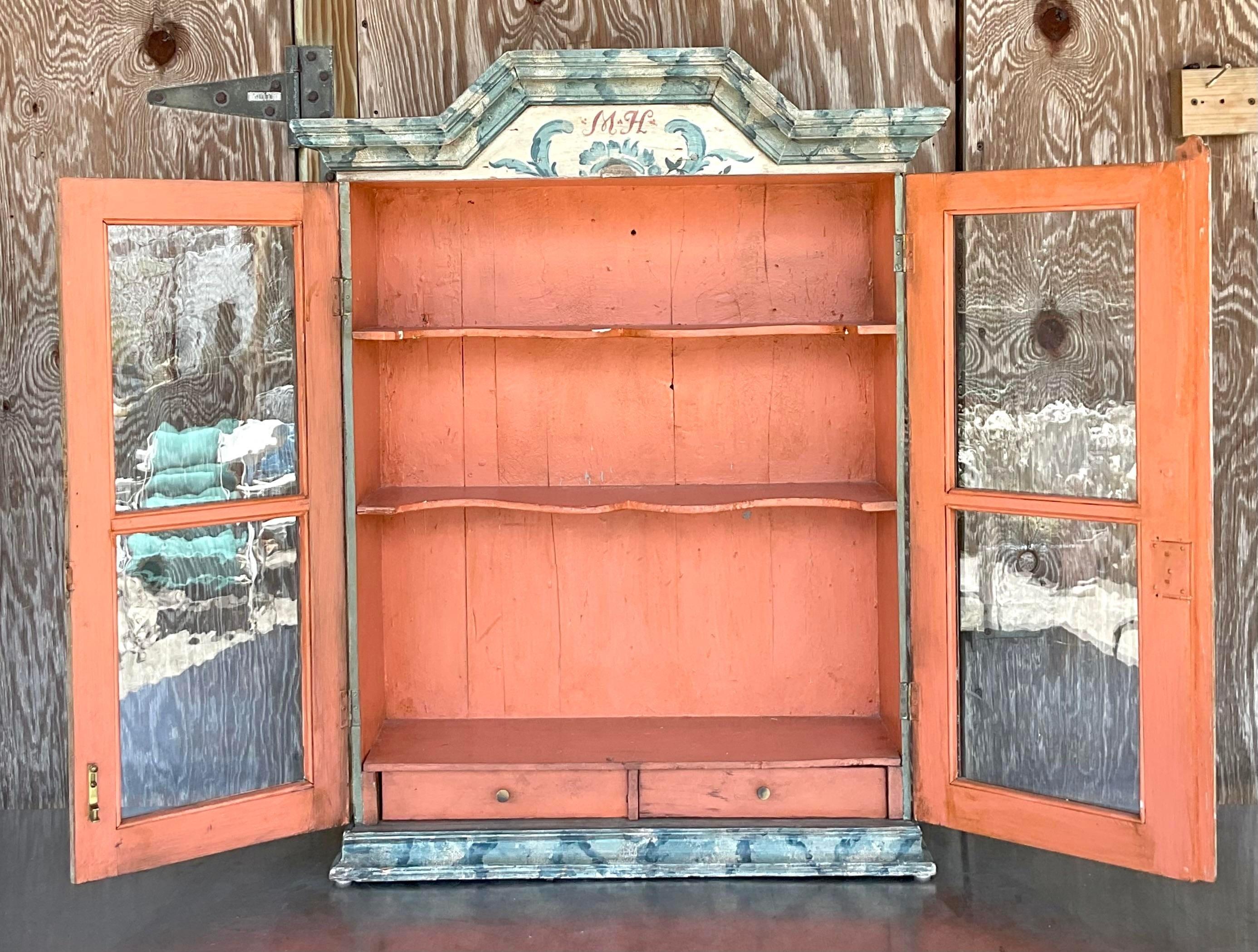 Mid 20th Century Vintage Swedish Hand Painted Tabletop Cabinet For Sale ...