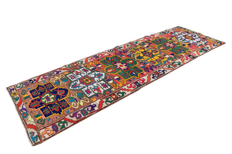 Mid-20th Century Vintage Turkish Wool Runner Rug For Sale at 1stDibs