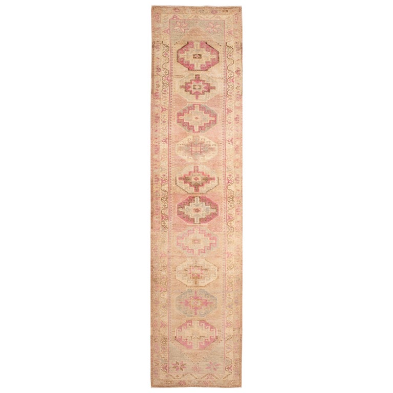 Mid-20th Century Vintage Turkish Wool Runner Rug For Sale at 1stDibs