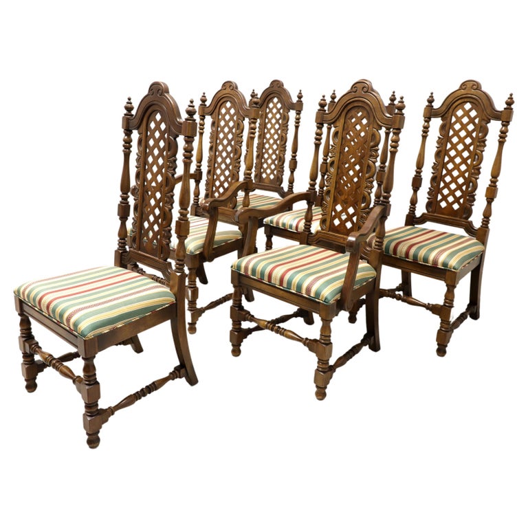 Mid 20th Century Walnut Spanish Baroque Style Dining Chairs - Set of 6 ...