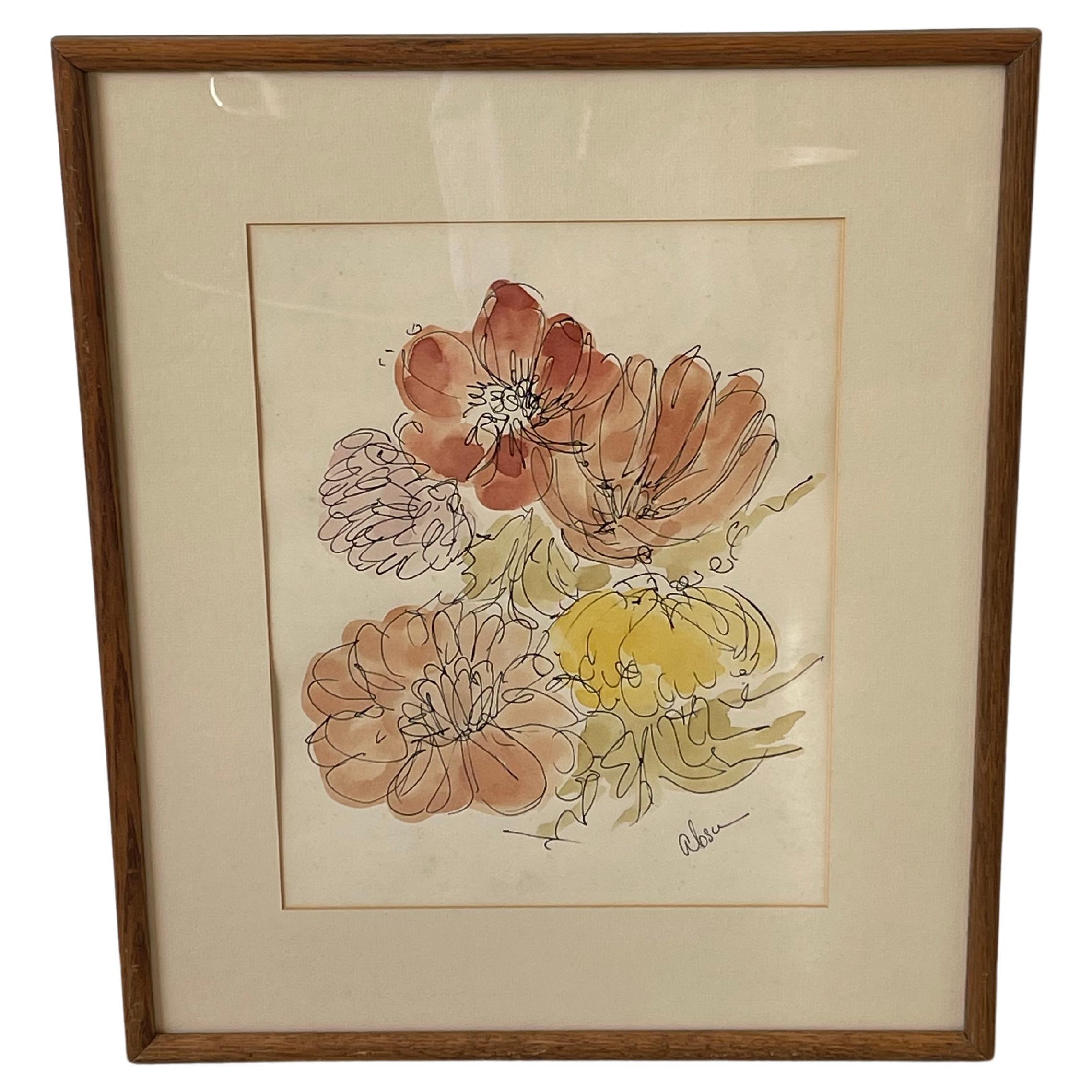 Mid 20th Century Watercolor Painting by Barbara Absu For Sale at 1stDibs