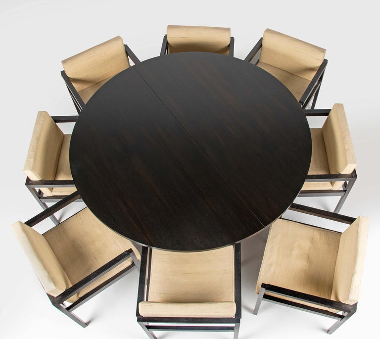 Mid-20th Century Wengé Dining Table with 8 Matching Chairs Jules Wabbes ...