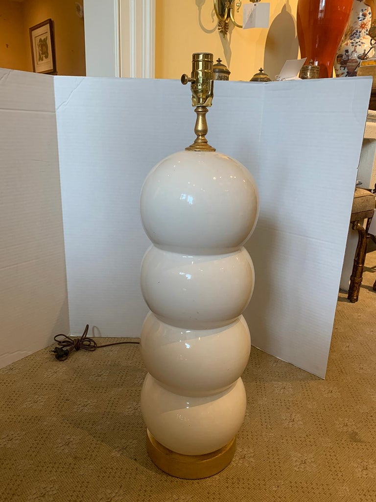 Mid-20th Century White Glazed Bubble Lamp on Custom Giltwood Base For ...