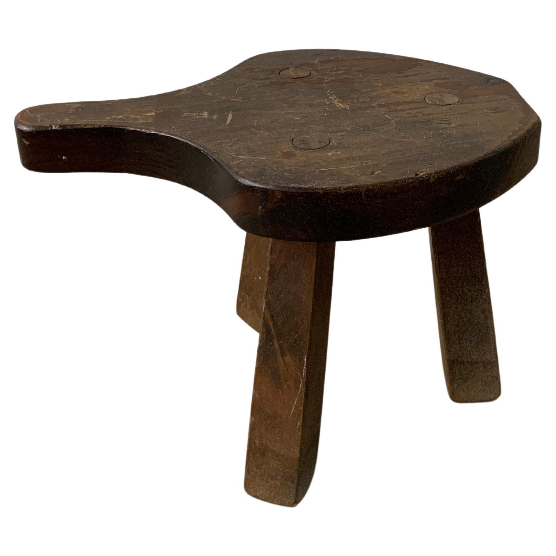 Mid 20th Century Wooden Handled Milking Stool at 1stDibs