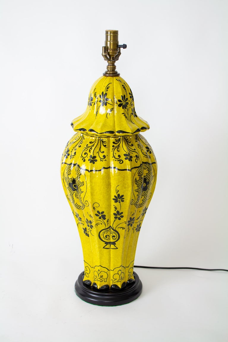 Mid 20th Century Yellow Ceramic Table Lamps, a Pair For Sale at 1stDibs