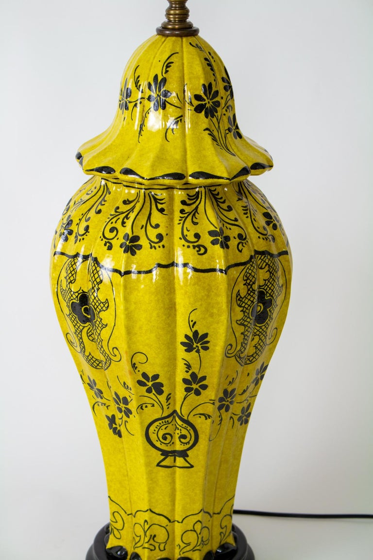 Mid 20th Century Yellow Ceramic Table Lamps, a Pair For Sale at 1stDibs