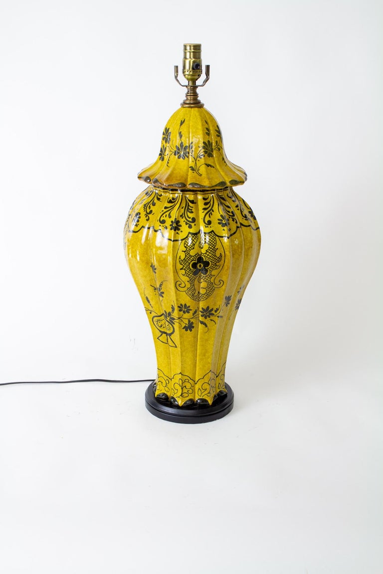 Mid 20th Century Yellow Ceramic Table Lamps, a Pair For Sale at 1stDibs