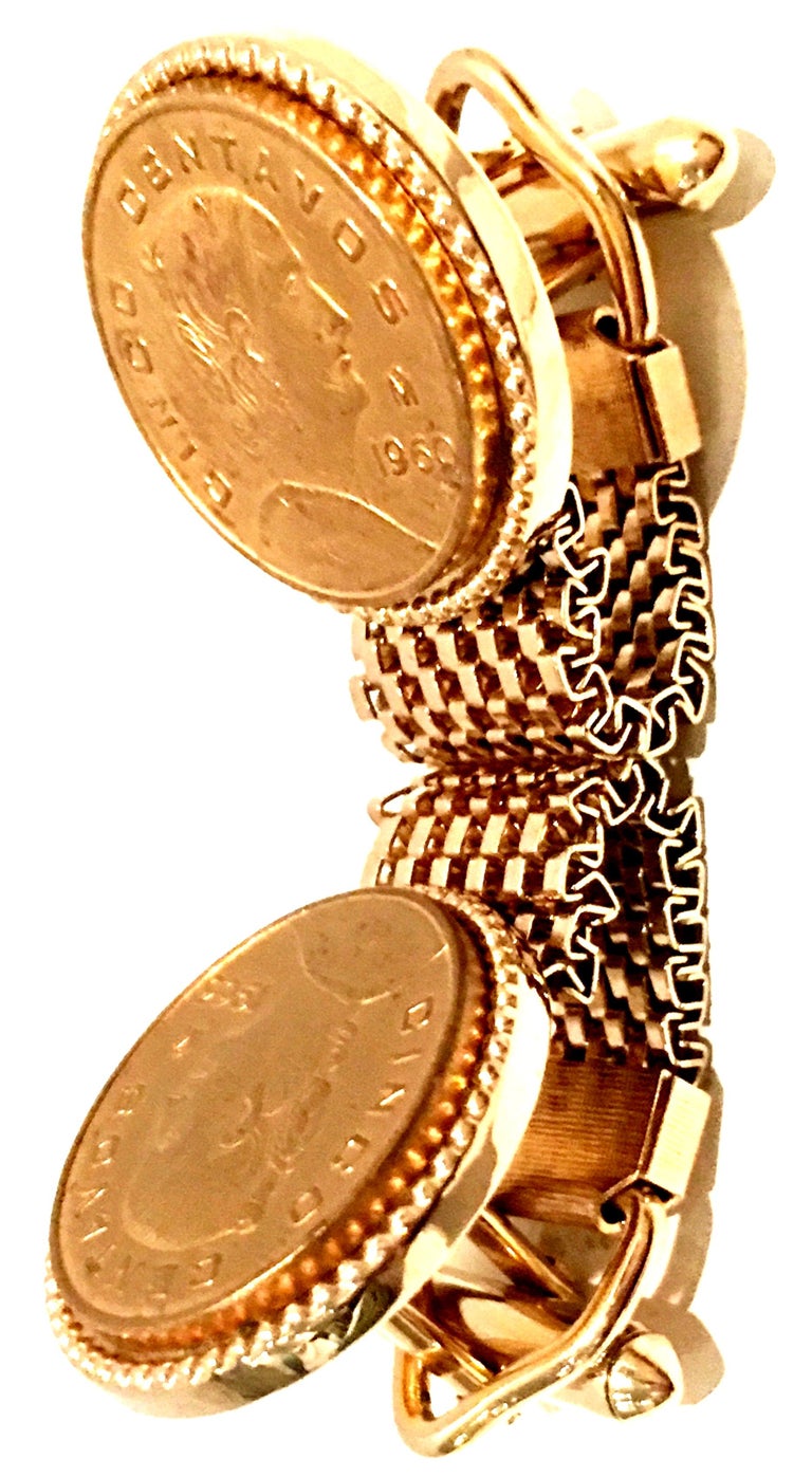 Mid-20th Pair Of Century Gold Plate Cinco Centavos Mexican Coin ...