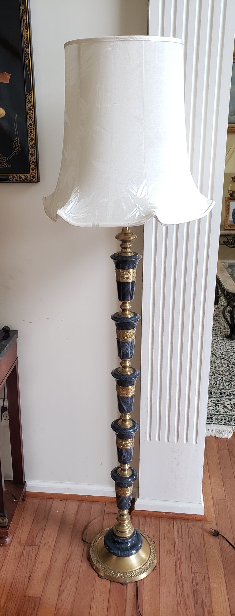 Mid-C. Frederick Cooper Asian Regency Marble and Brass Floor Lamp ...