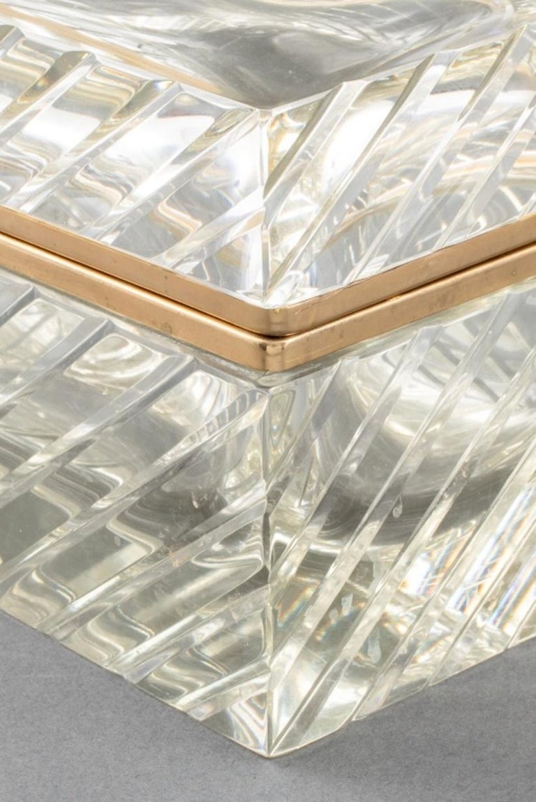 Mid-C. Modern Gilt Metal Cut Crystal Hinged Casket For Sale at 1stDibs