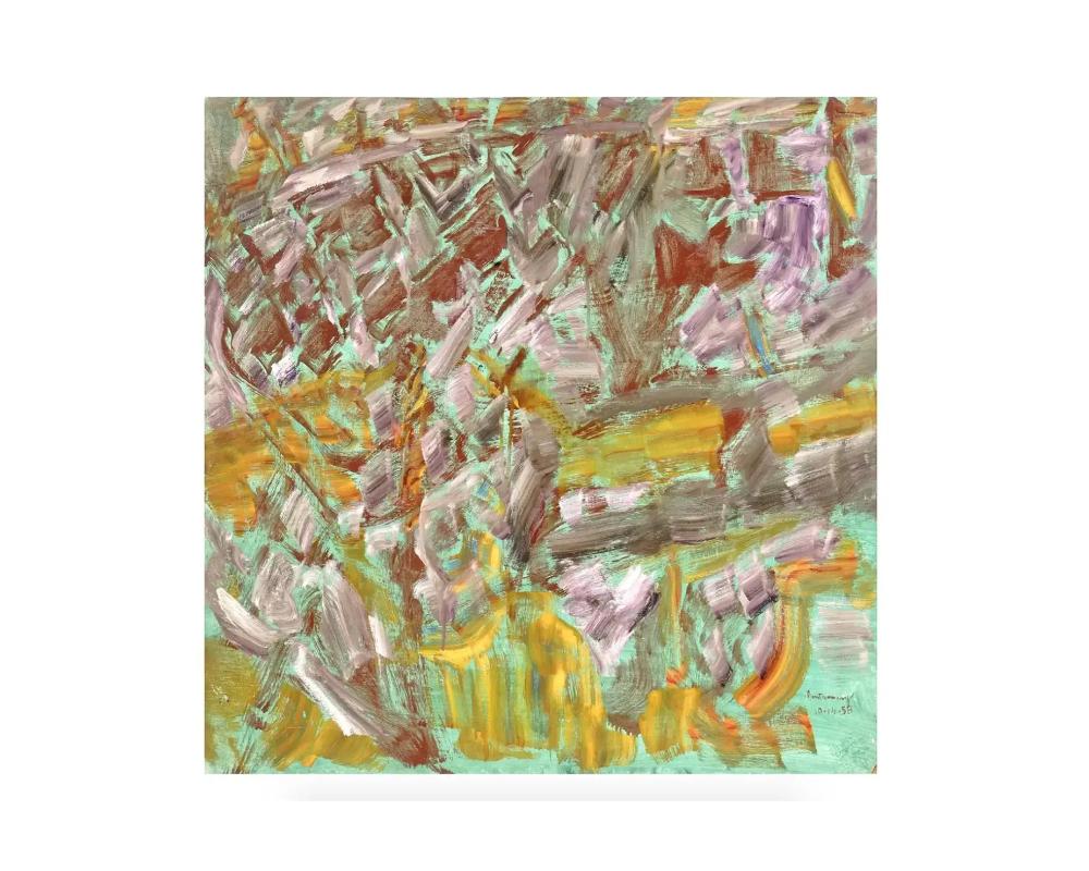 Mid Cen Abstract Oil Painting By Frank Montgomery For Sale at 1stDibs