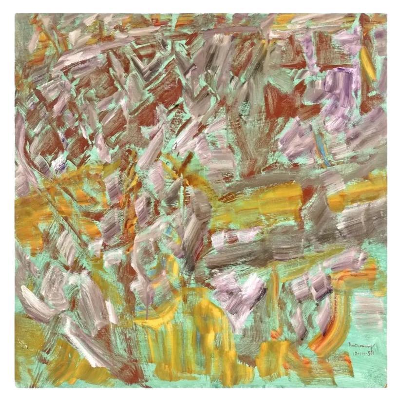 Mid Cen Abstract Oil Painting By Frank Montgomery For Sale at 1stDibs