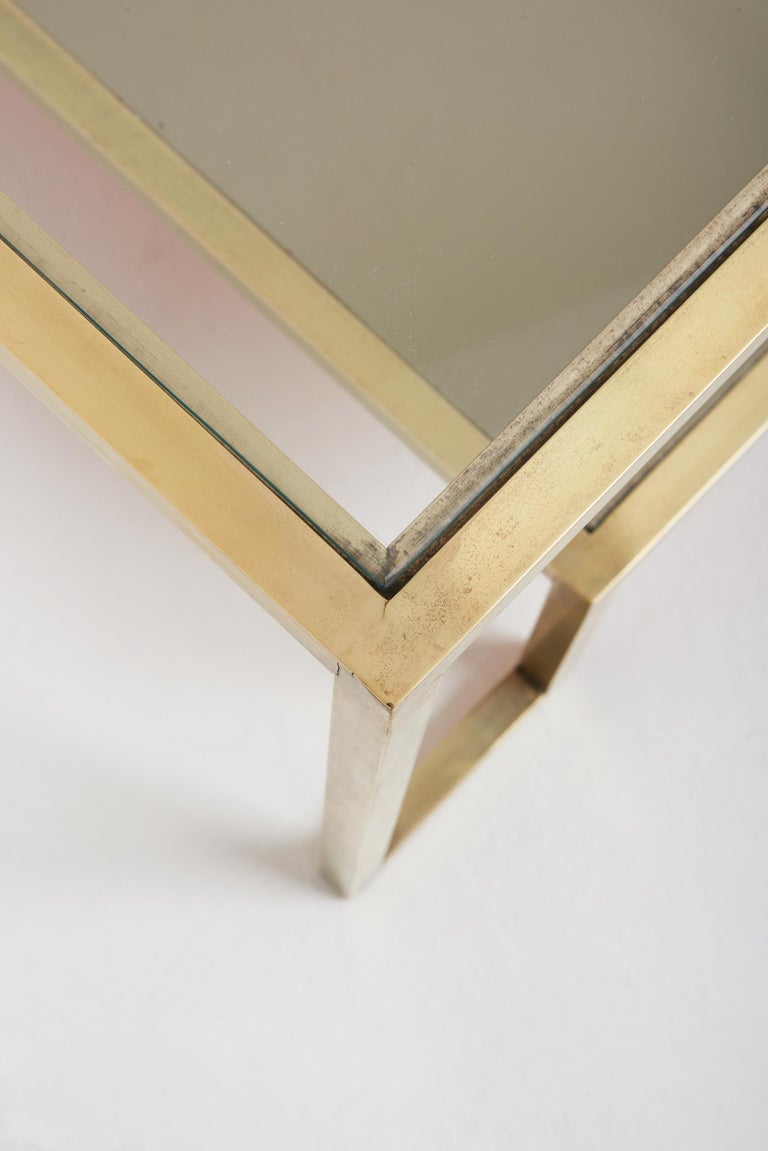 Mid-Centruy Brass Square Coffee Table For Sale at 1stDibs