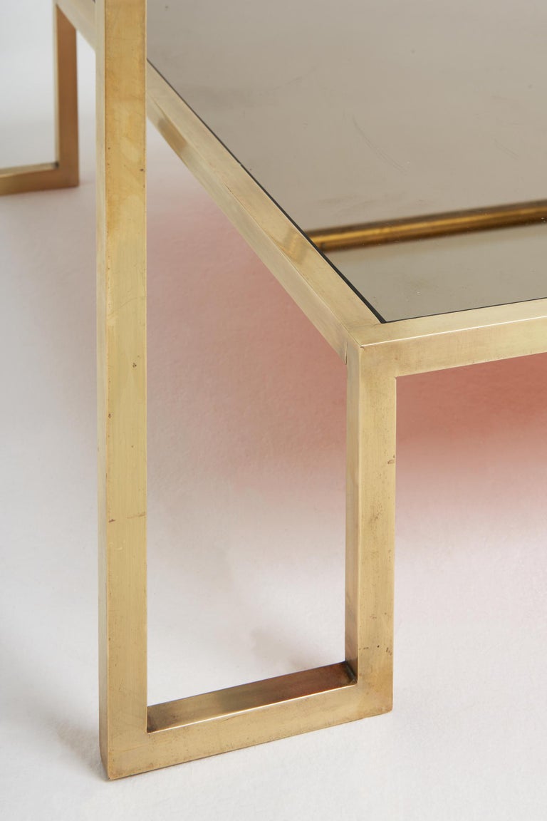 Mid-Centruy Brass Square Coffee Table For Sale at 1stDibs
