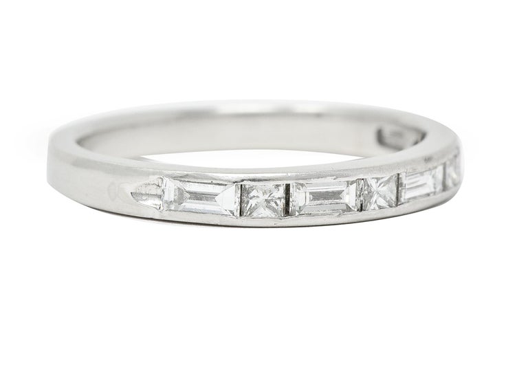 Mid-Century 0.65 Carat Baguette Princess Cut Diamond Platinum Channel ...