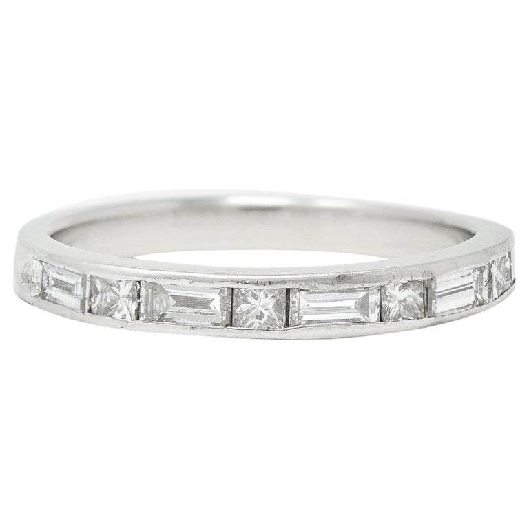 Mid-Century 0.65 Carat Baguette Princess Cut Diamond Platinum Channel ...