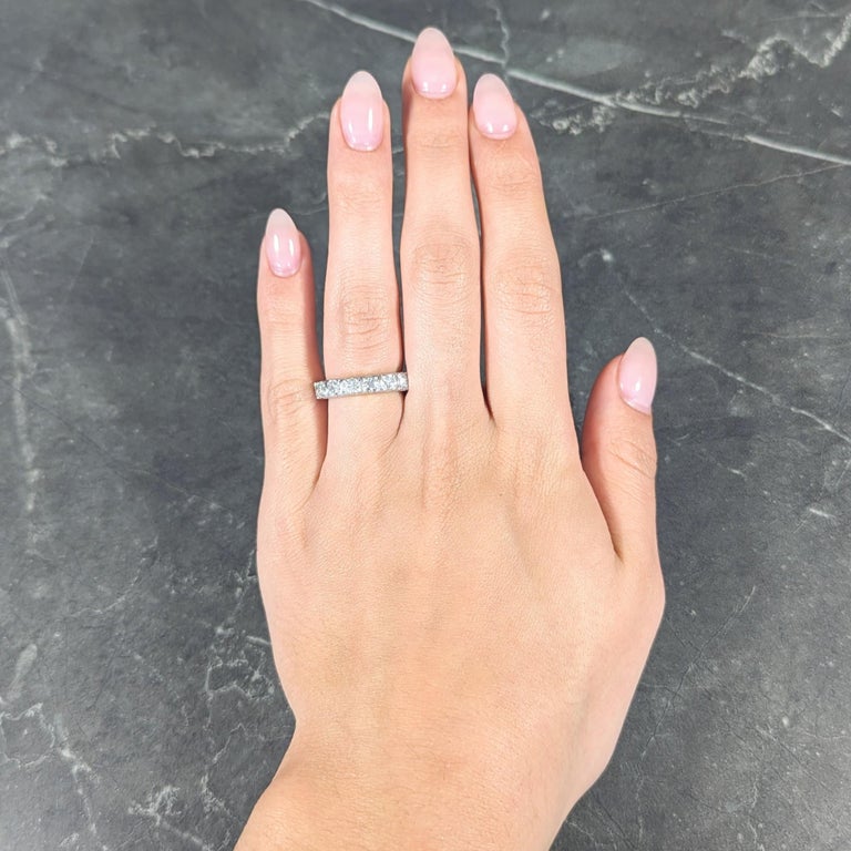 Midcentury 1.05 Carats Transitional Cut Diamond Platinum Fishtail Band ...