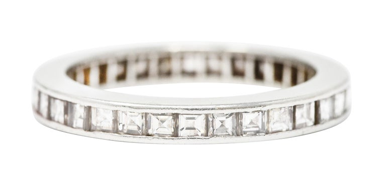 Mid-Century 1.48 Carats Square Step Cut Diamond Platinum Eternity Band ...