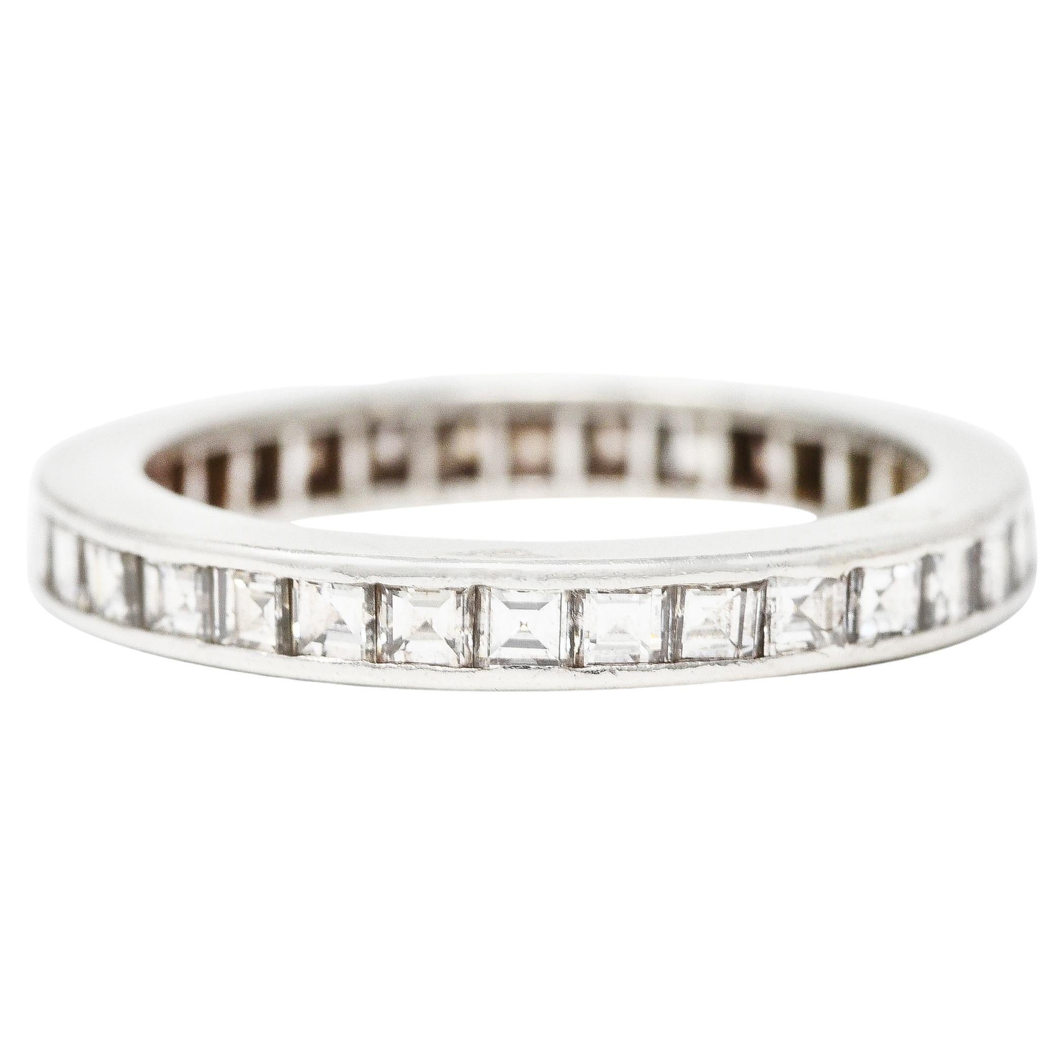 1950s Midcentury 8.50 Carat Step Diamond Platinum Eternity Band Unisex ...