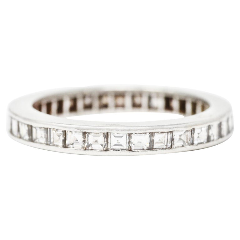 Mid-Century 1.48 Carats Square Step Cut Diamond Platinum Eternity Band ...