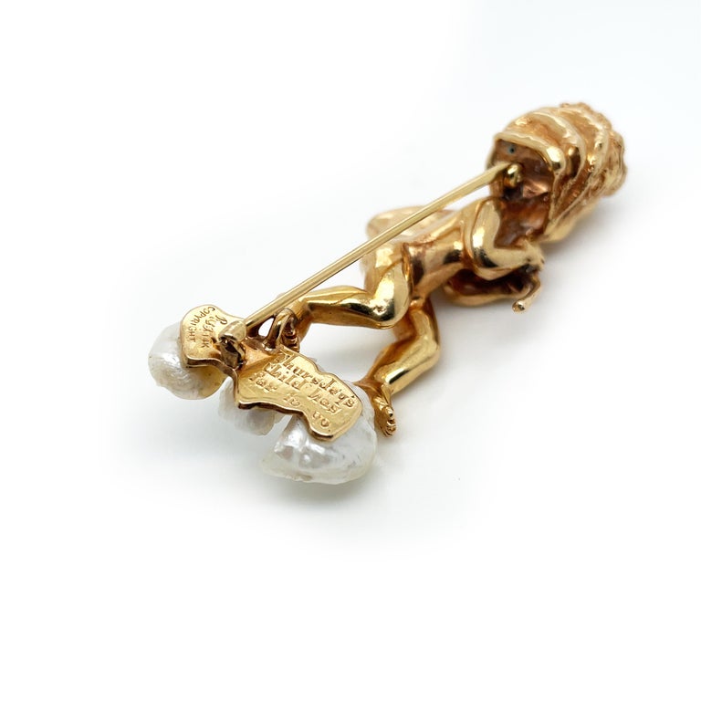 Mid-Century 14K Ruser Child Pin with Delta Pearls and Blue Sapphires ...