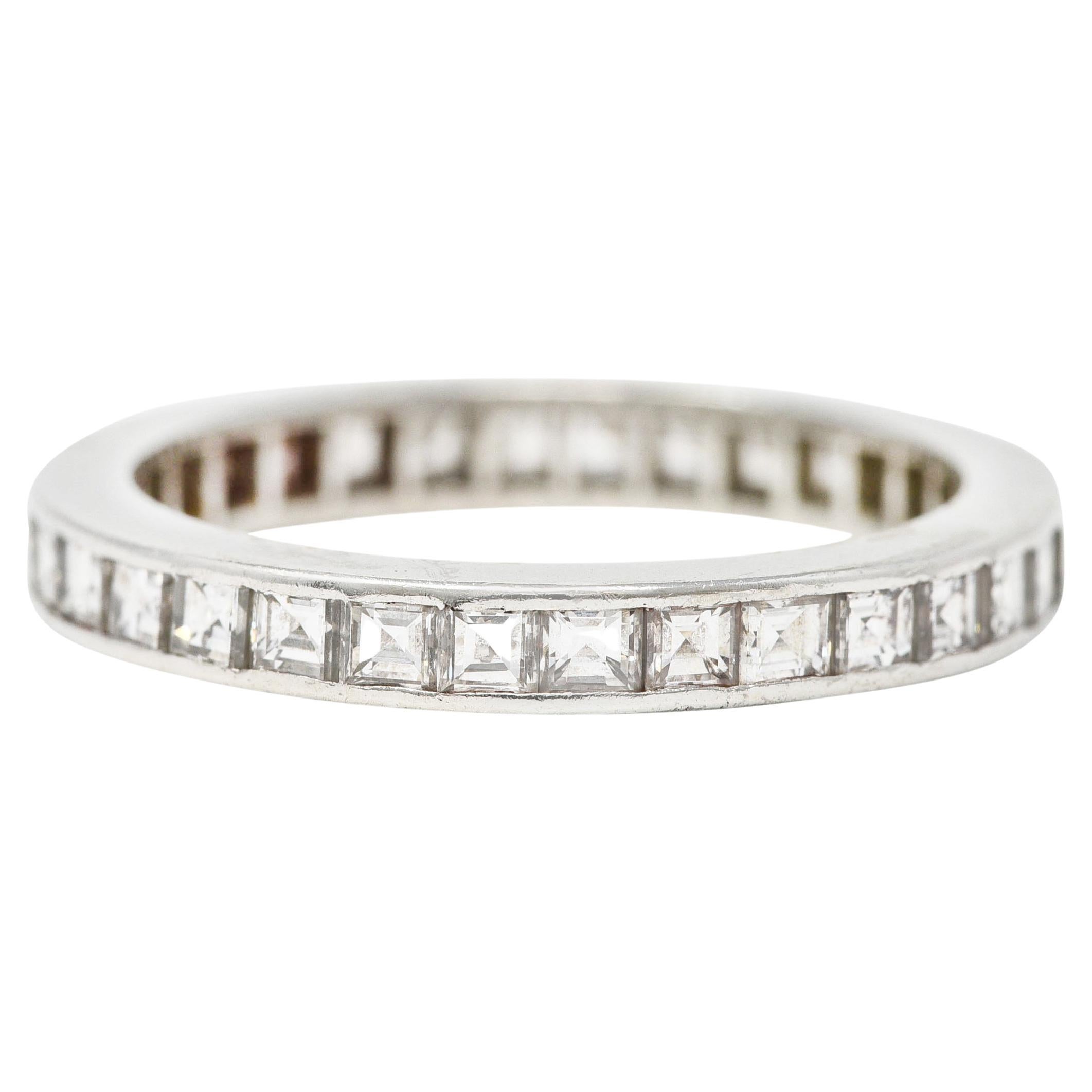 1.44 Carat Ruby Diamond Engraved Platinum Channel Band Ring at 1stDibs