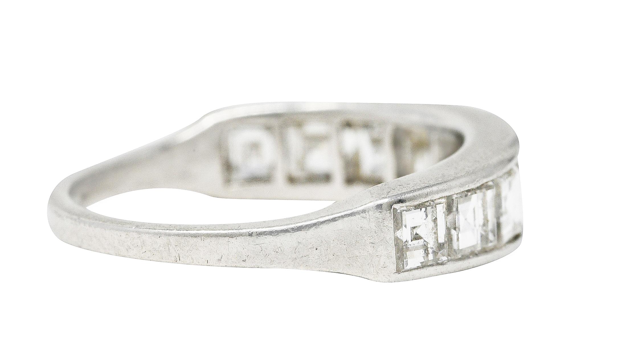 Mid-Century 1950's 1.95 Carats Square Step Cut Diamond Platinum Channel ...