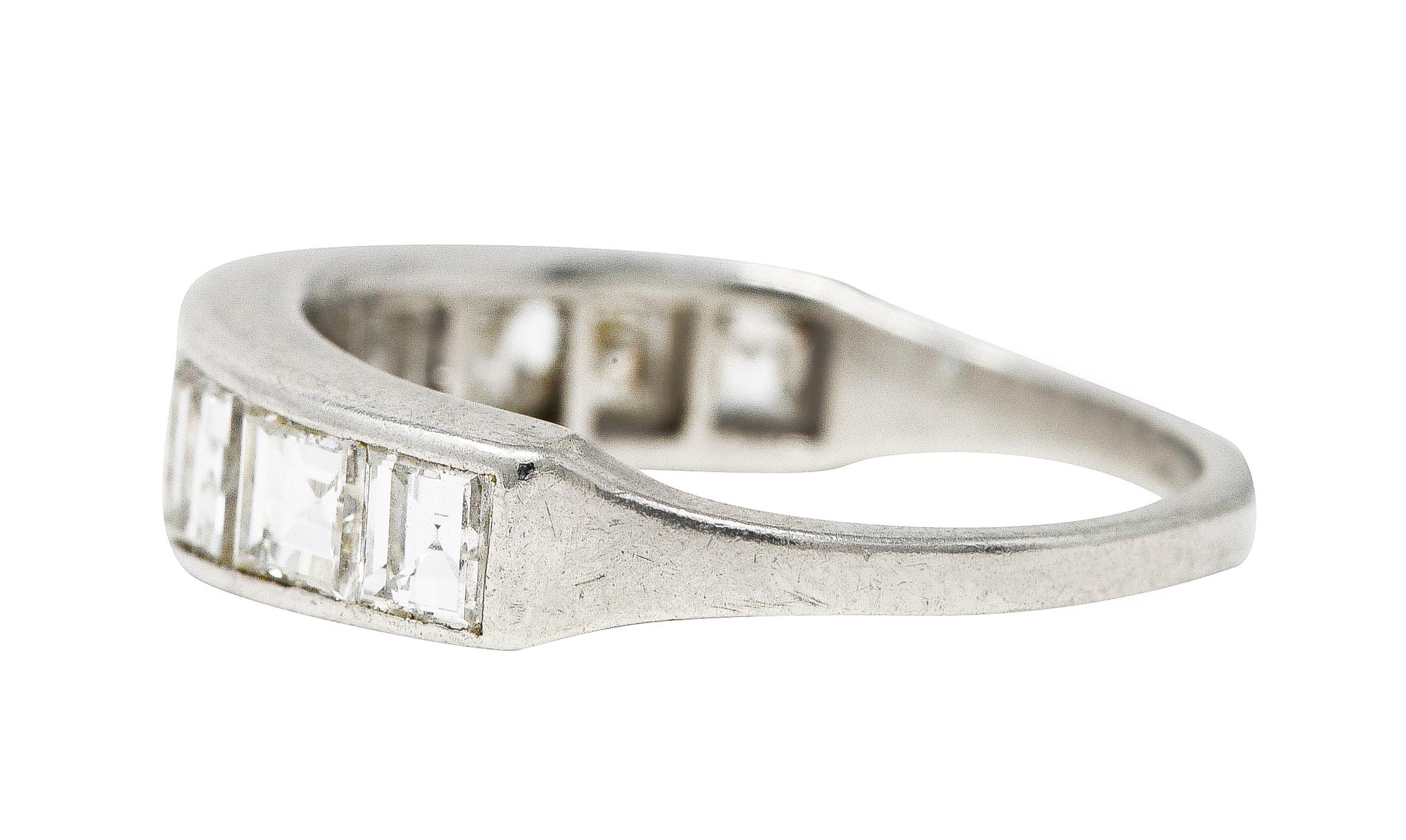 Mid-Century 1950's 1.95 Carats Square Step Cut Diamond Platinum Channel ...
