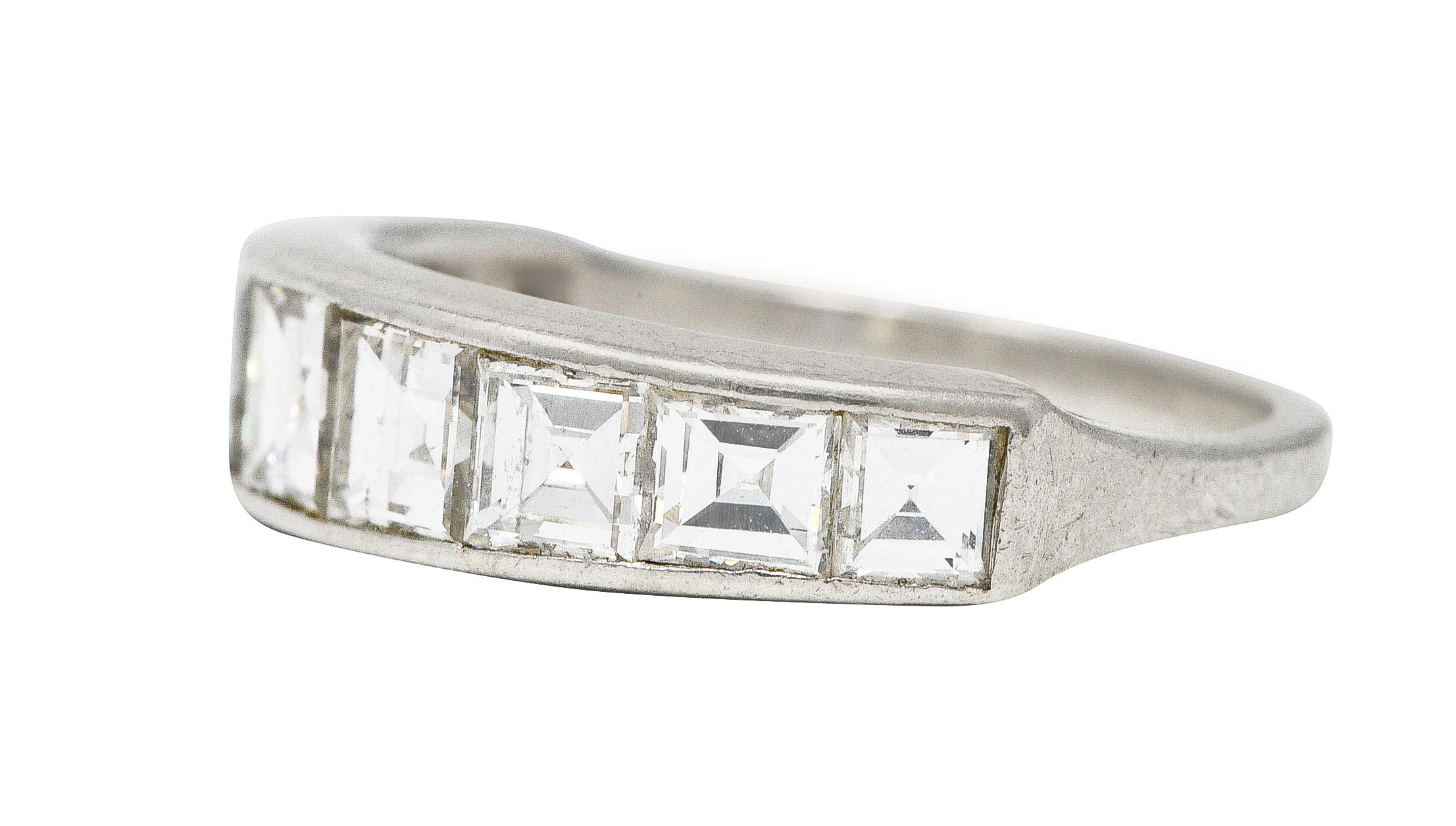 Mid-Century 1950's 1.95 Carats Square Step Cut Diamond Platinum Channel ...