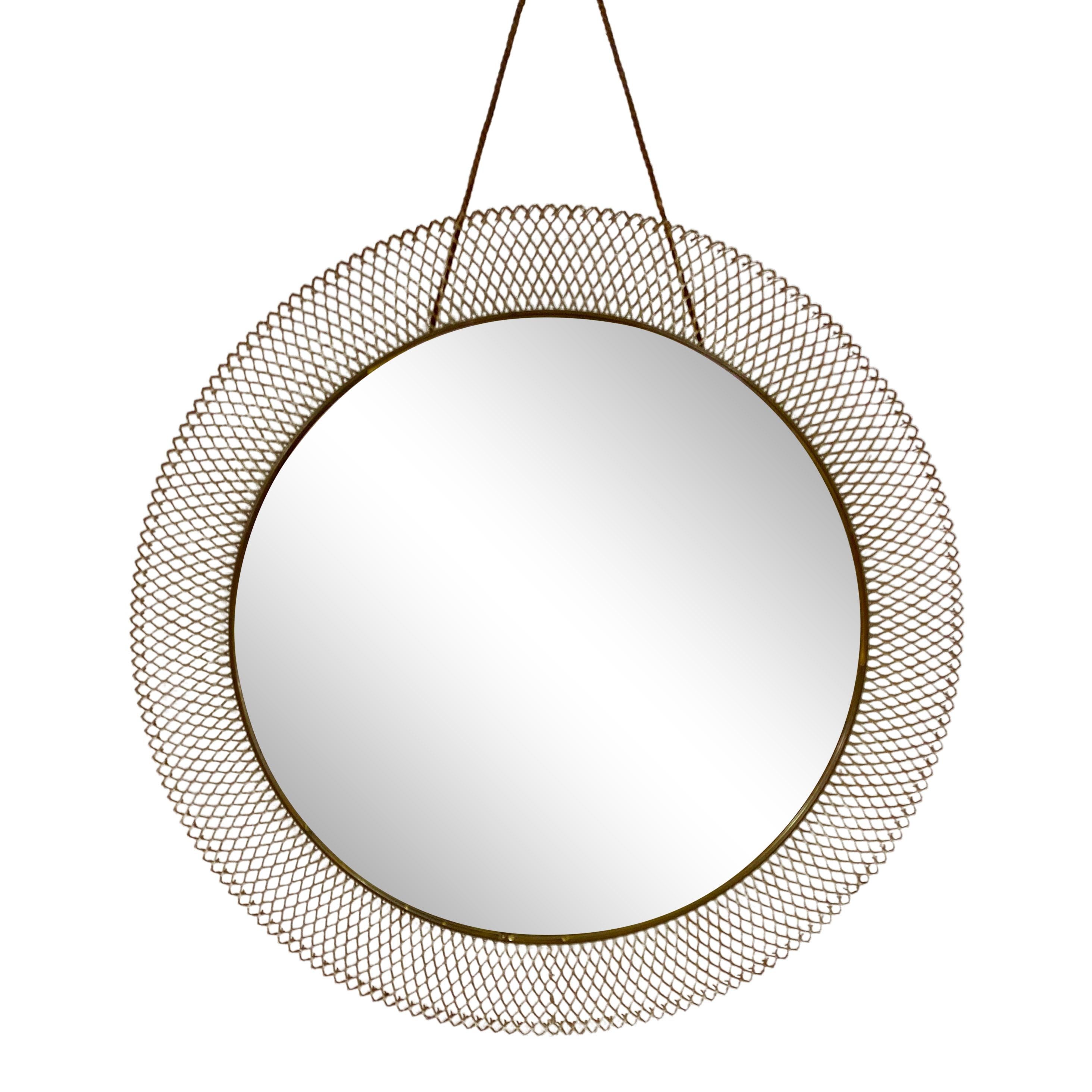 Midcentury 1950s Italian Circular Mesh Mirror at 1stDibs