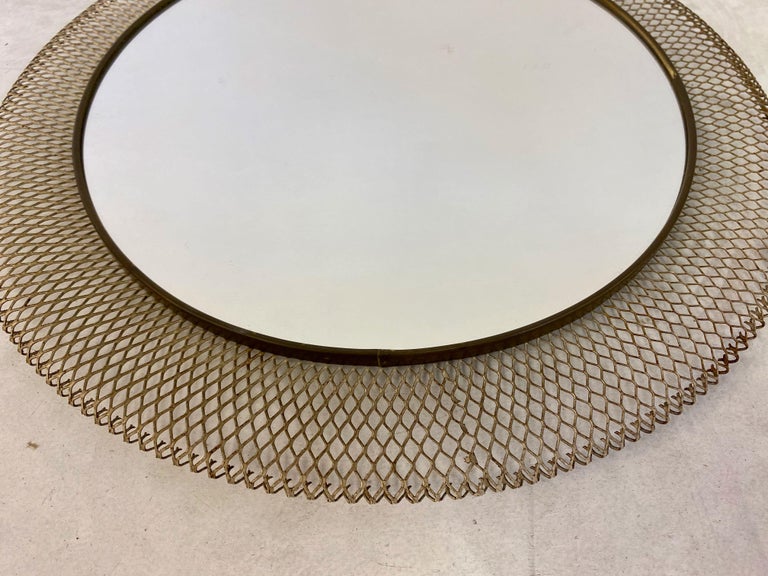 Midcentury 1950s Italian Circular Mesh Mirror For Sale at 1stDibs