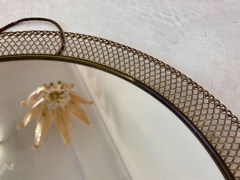 Midcentury 1950s Italian Circular Mesh Mirror For Sale at 1stDibs