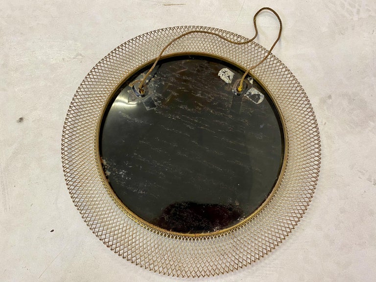 Midcentury 1950s Italian Circular Mesh Mirror For Sale at 1stDibs