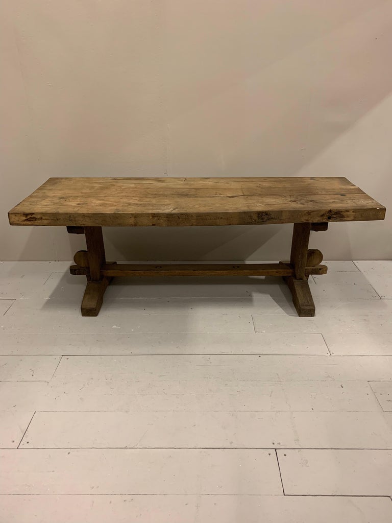 Midcentury 1950s Rustic Farmhouse French Planked Oak Refectory Table ...