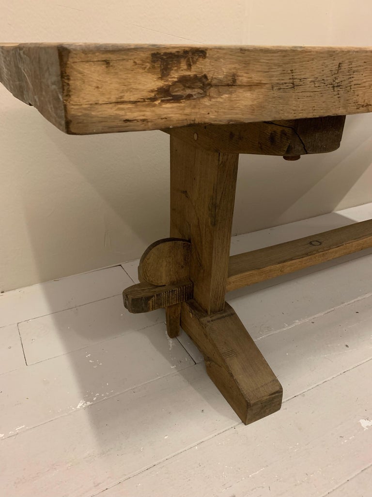 Midcentury 1950s Rustic Farmhouse French Planked Oak Refectory Table ...