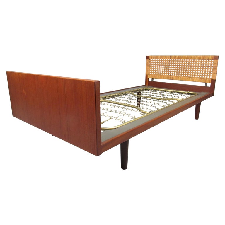 Midcentury 1960s Danish Modern Teak and Cane Bed by Hans Wegner for ...