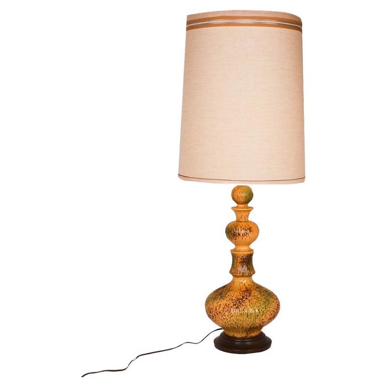 Mid Century 1960s Large Splatter Drip Glaze Urn Table Lamp For Sale at ...