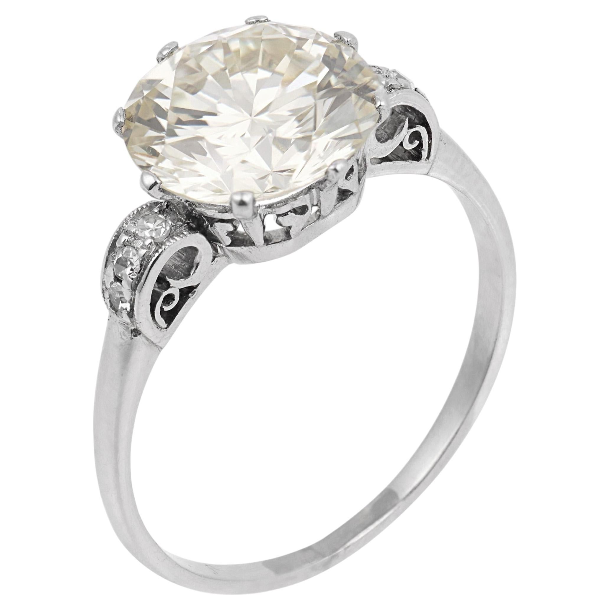 Mid Century GIA 1.51 carat old mine cut diamond platinum engagement ...