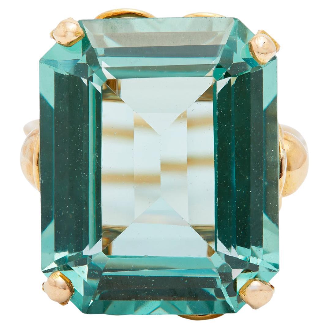 Mid Century 26.65 Carat Synthetic Spinel 18k Yellow Gold Cocktail Ring ...