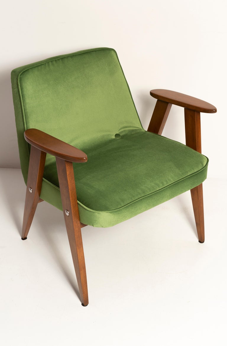Mid Century 366 Armchair in Green Velvet, by Jozef Chierowski, Europe ...