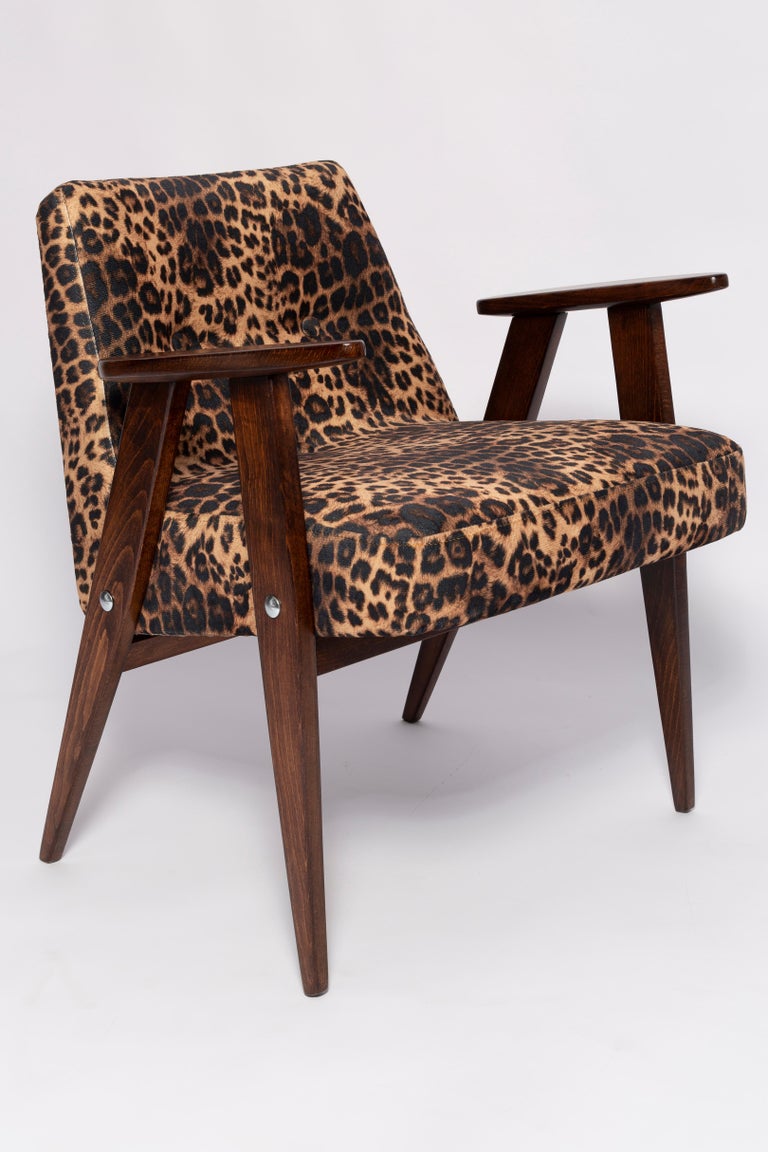 Mid Century 366 Armchair in Leopard Print Velvet, Jozef Chierowski ...
