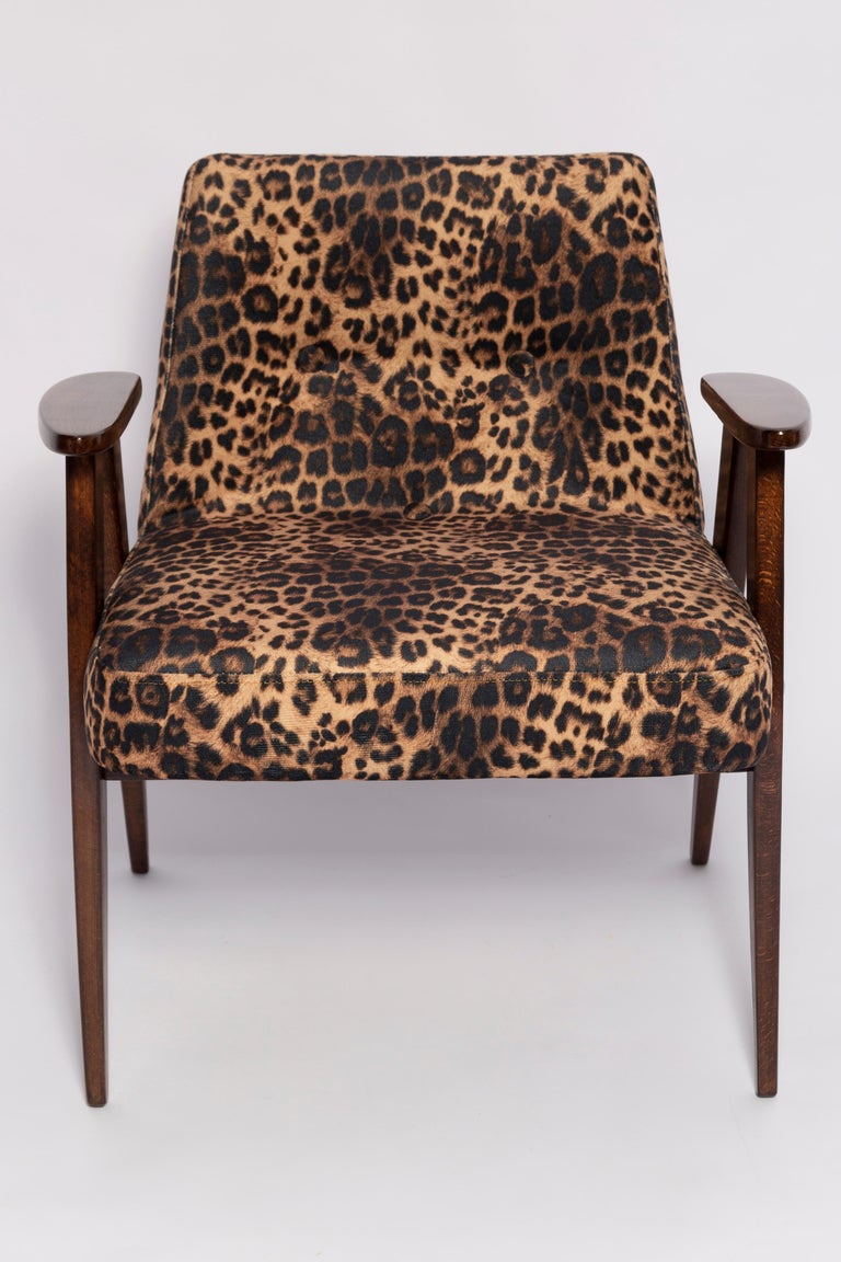 Mid Century 366 Armchair in Leopard Print Velvet, Jozef Chierowski ...