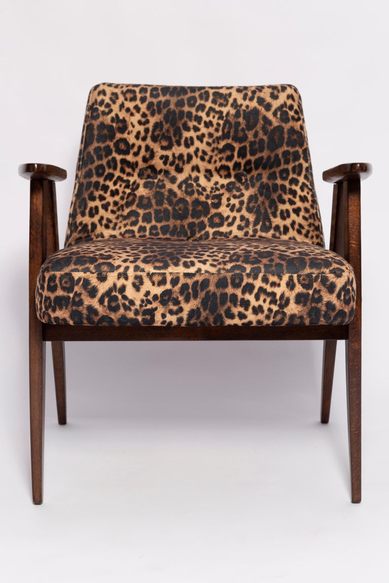 Mid Century 366 Armchair in Leopard Print Velvet, Jozef Chierowski ...