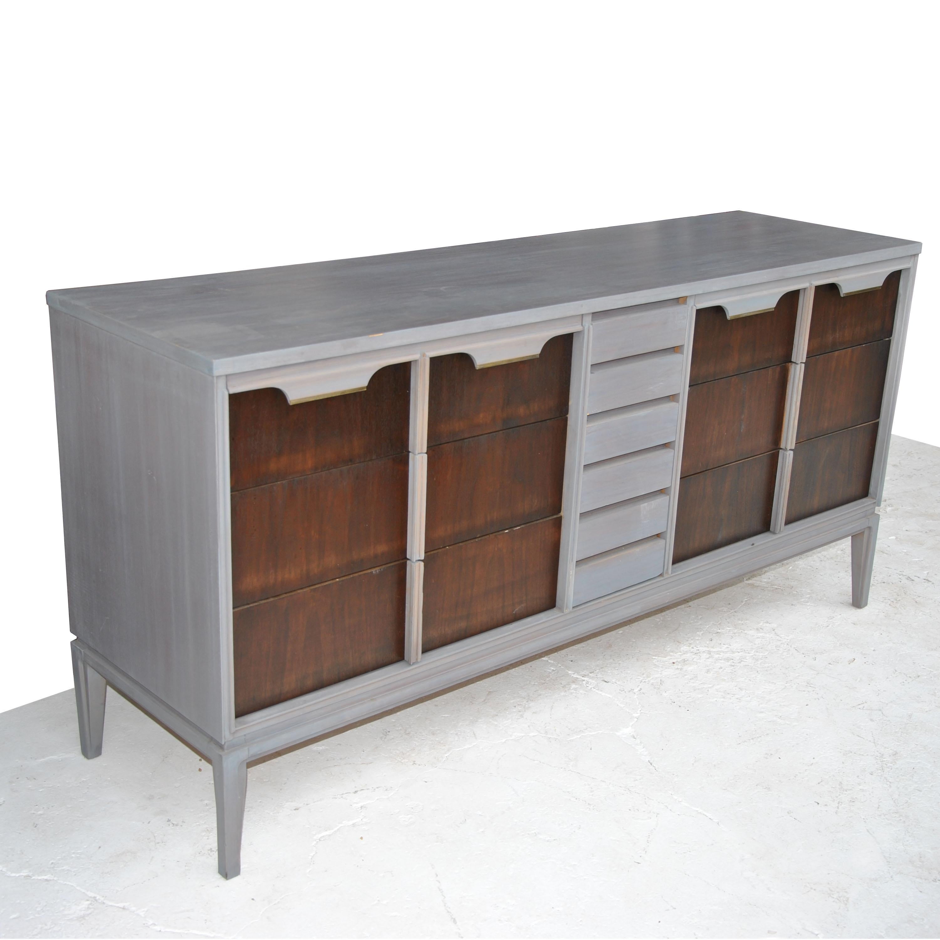 Midcentury Brass-Lined Handle Line Series Dresser by Basic Witz at ...