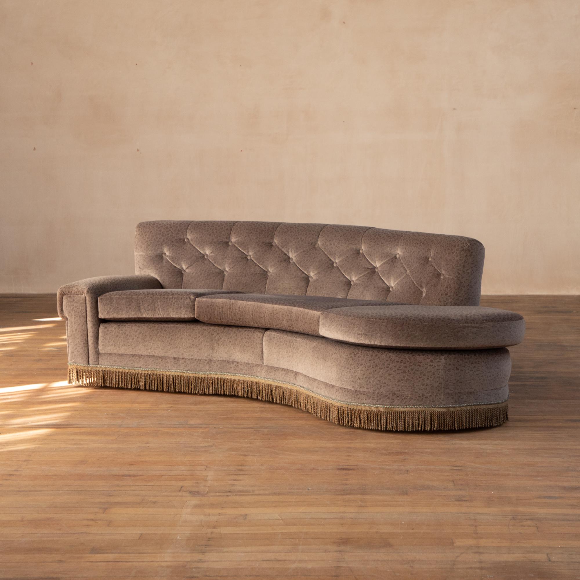 Midcentury 1960s Curved Sofa, Original Leopard Print Upholstery ...