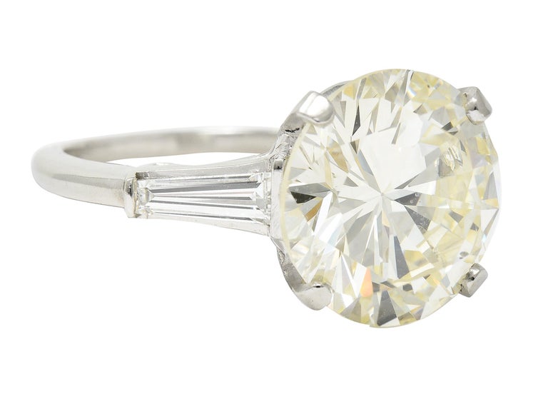 Midcentury 8.27 Carats Transitional Cut Diamond Platinum Engagement ...